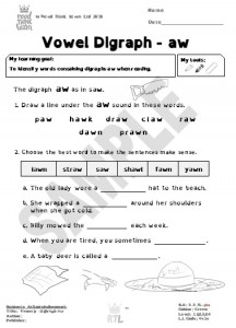 Generic – Vowel Digraph aw – Read Think Learn