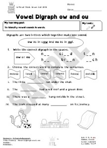Generic – Vowel Digraphs ow and ou – Read Think Learn