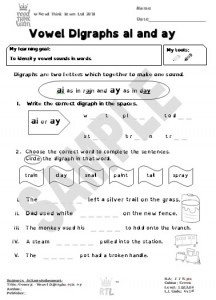 Generic – Vowel Digraphs ai and ay – Read Think Learn