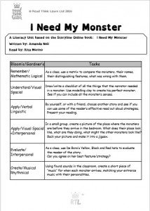 I Need My Monster – Read Think Learn