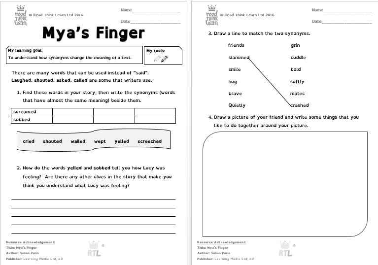 Mya’s Finger – Read Think Learn