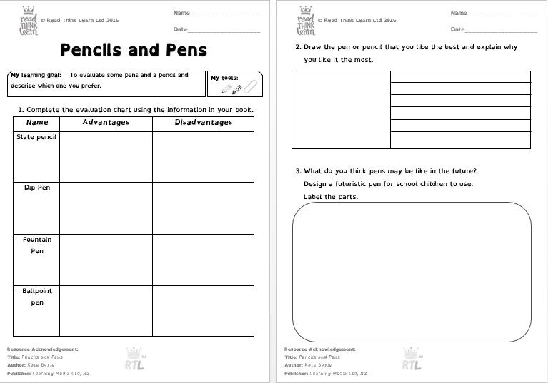 Pencils and Pens – Read Think Learn