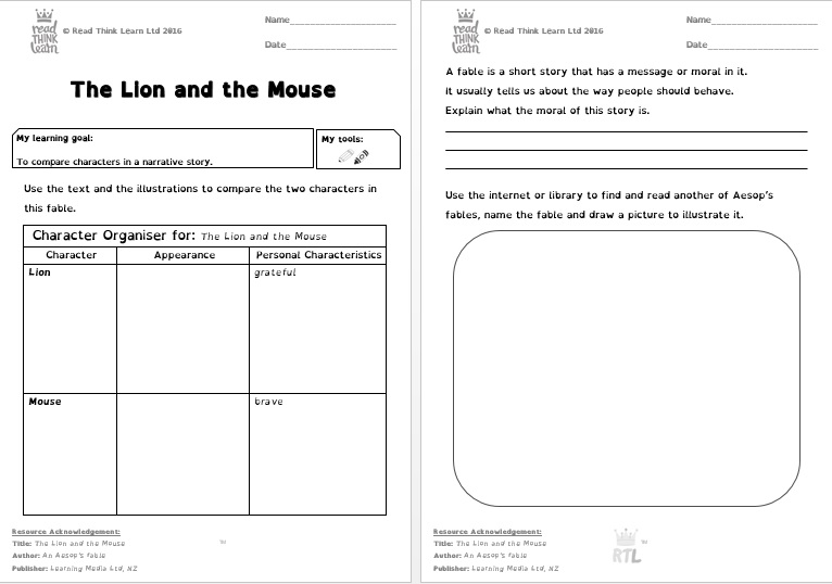 The Lion and the Mouse – Read Think Learn