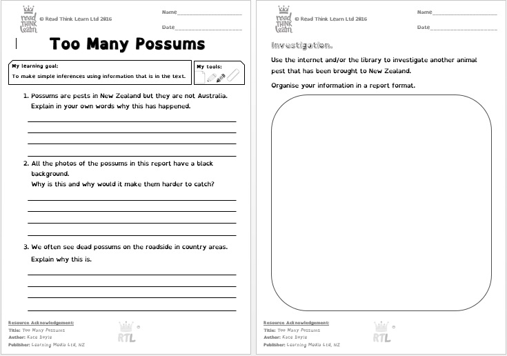 Too Many Possums – Read Think Learn